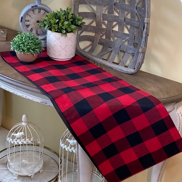 Dining | New Modern Farmhouse Black Red Buffalo Check Plaid Dining ...